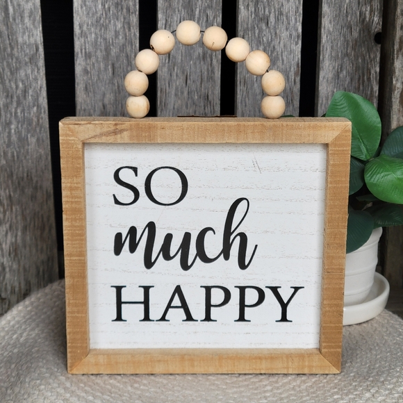Accents | Nwt Farmhouse Decor Wood Bead Embellishments So Much Happy ...